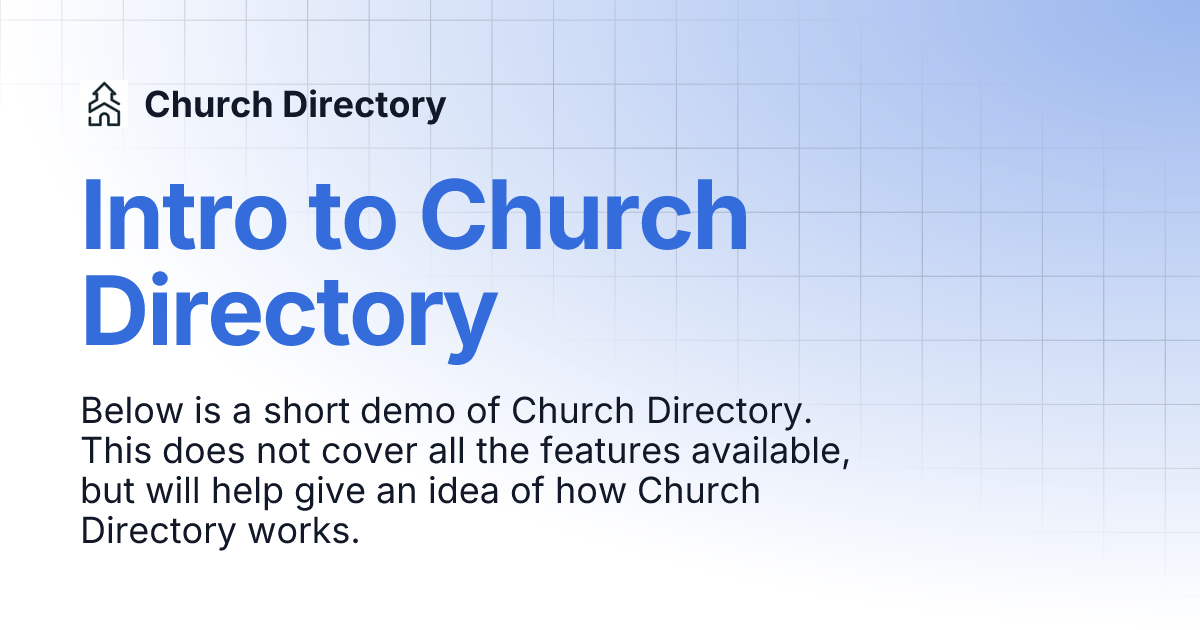 Intro to Church Directory | Church Directory